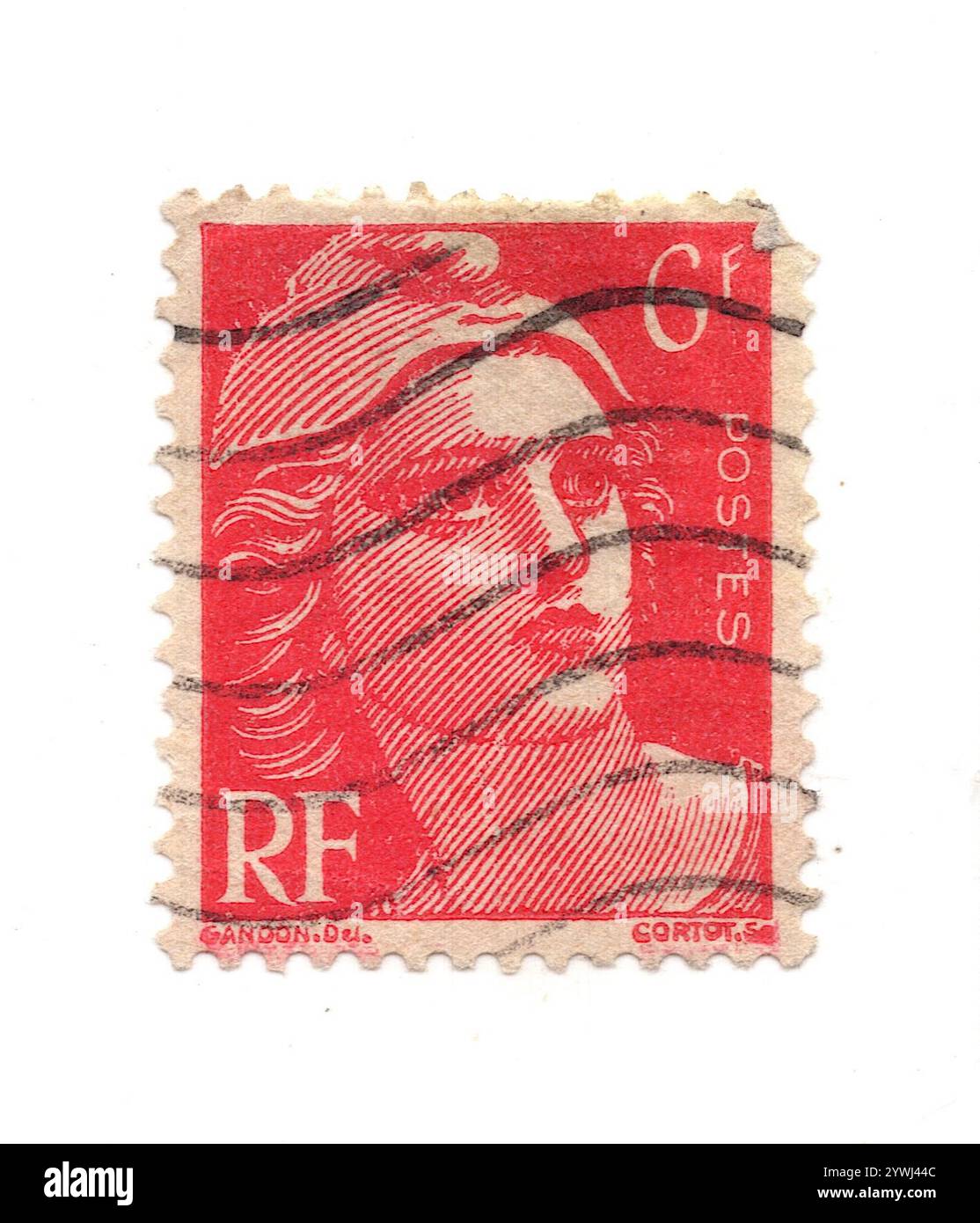 A vintage postage stamp from France isolated on a white background ...