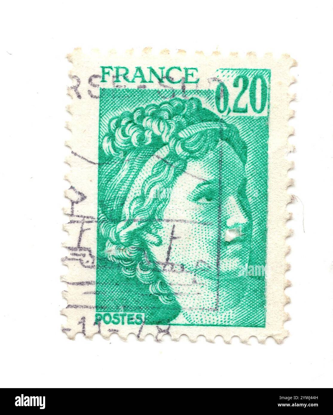 A vintage postage stamp from France isolated on a white background ...