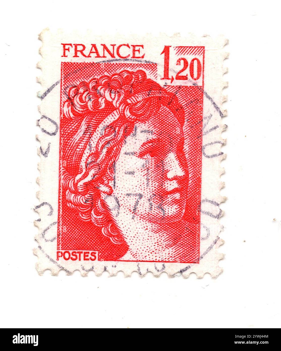 A vintage postage stamp from France isolated on a white background ...