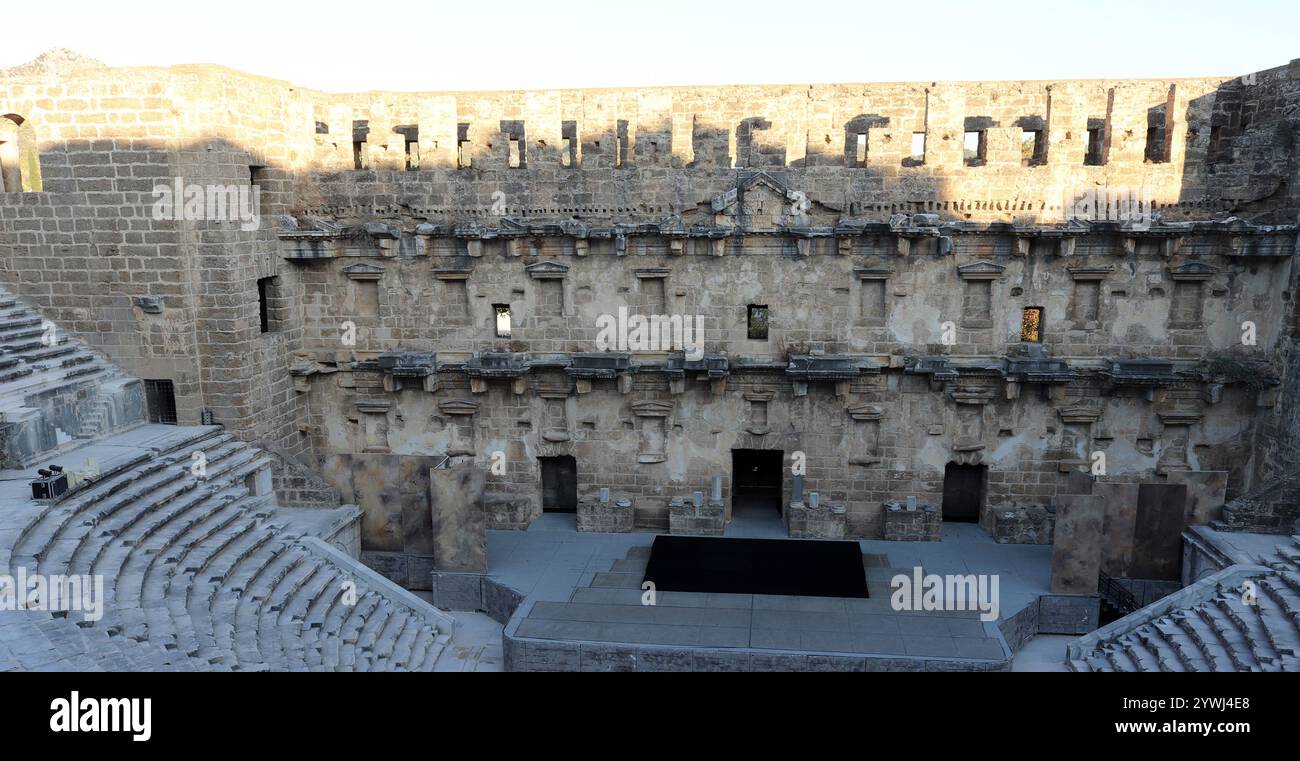 Ancient Theater of Aspendos, Ancient City Ruins Turkey Stock Photo - Alamy