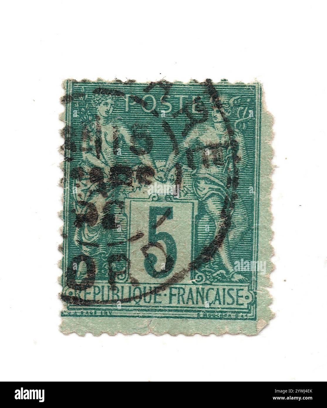 A vintage postage stamp from France isolated on a white background ...