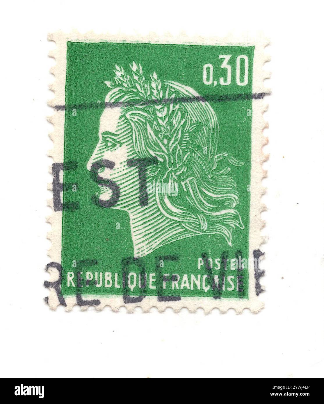 A vintage postage stamp from France isolated on a white background ...