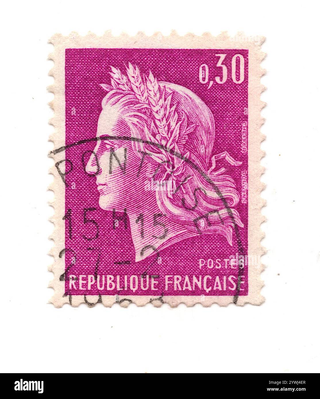 A vintage postage stamp from France isolated on a white background ...