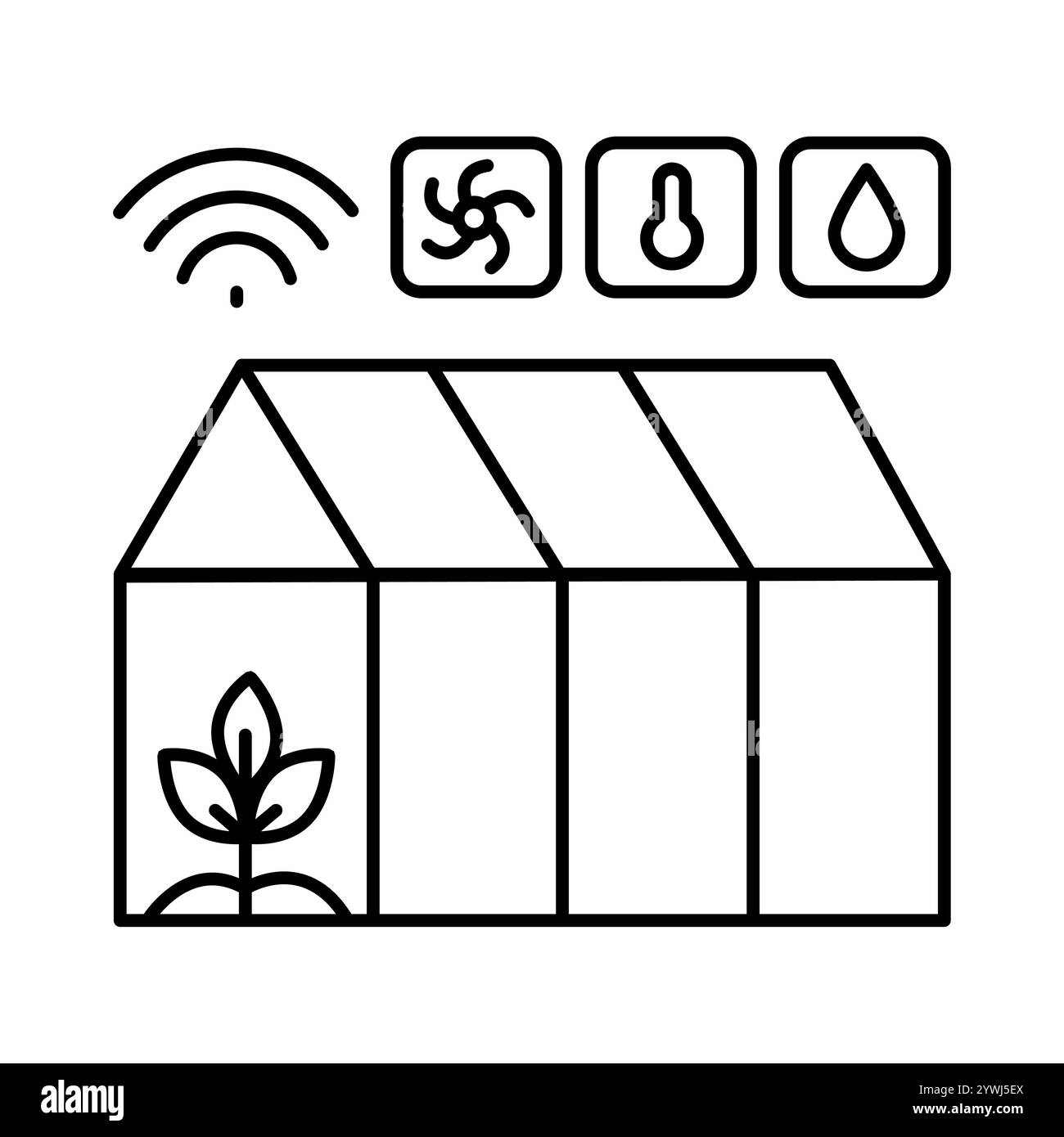 Smart Greenhouse Black Line Icon Smart Agriculture Vector Isolated Element Editable Stroke
