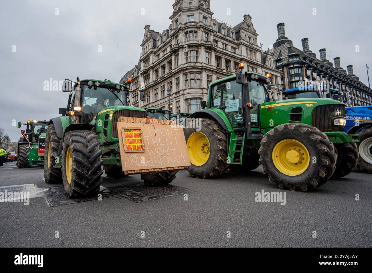 London, England., 11th Dec 2024. Farmers converged on Parliament Square ...