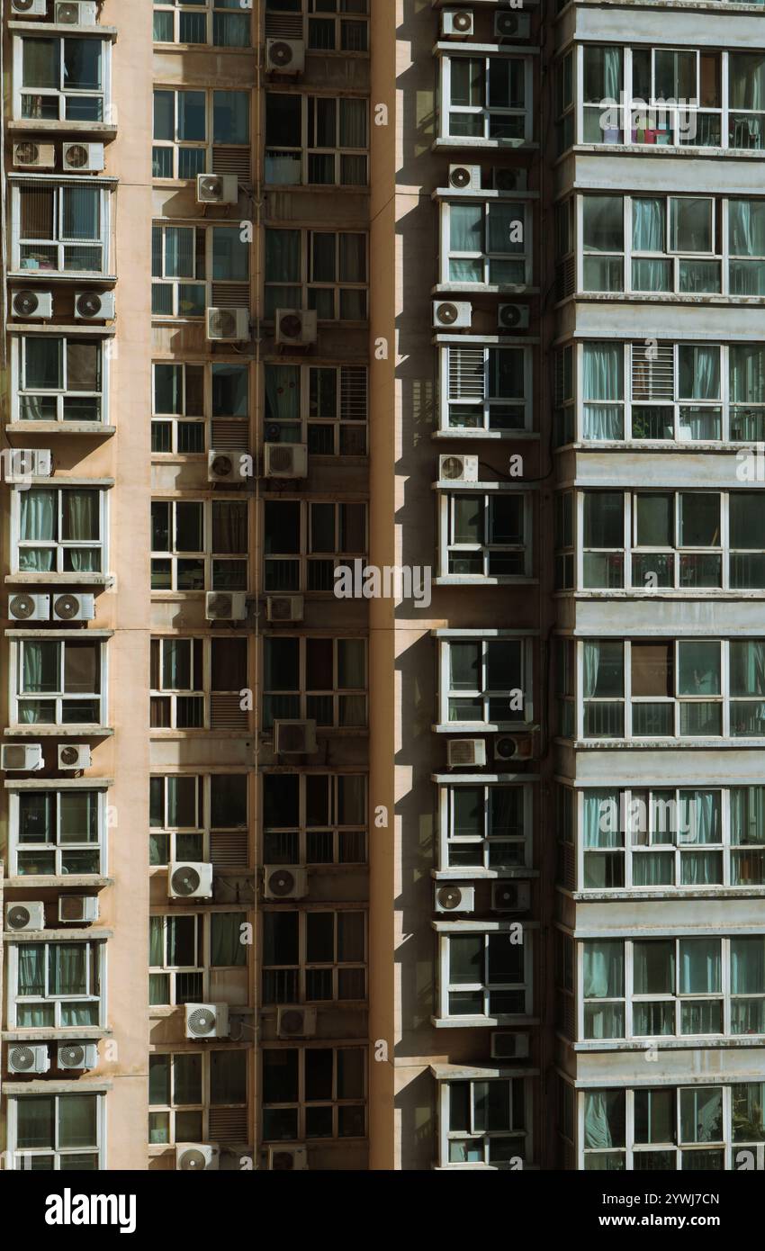 apartment building front shot with sun light at one side, china ...