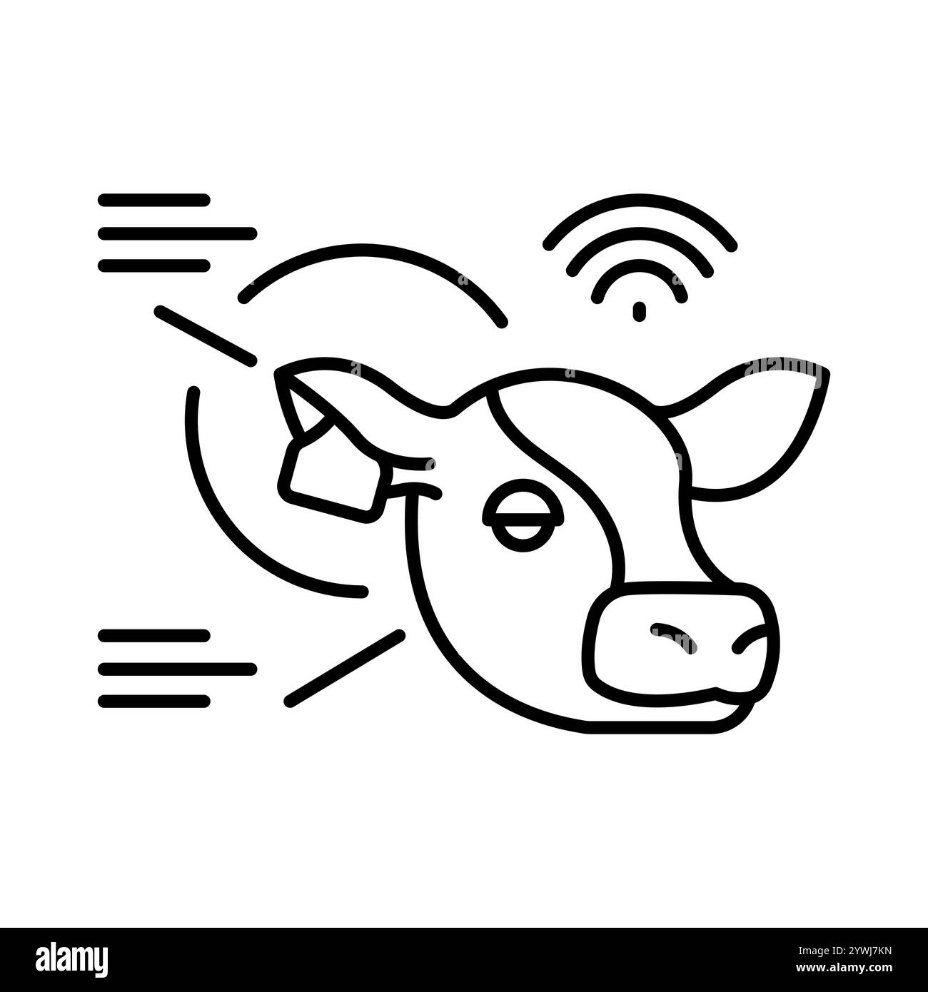 RFID Identification black line icon. Vector isolated element. Editable ...