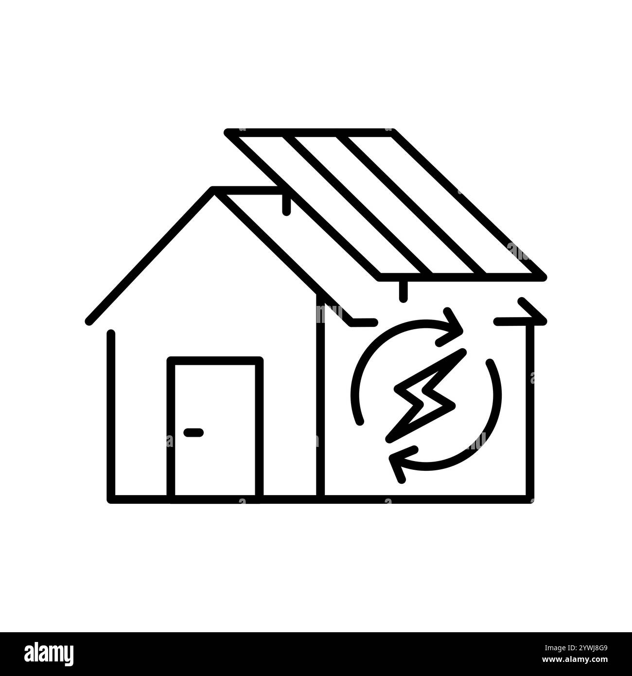 Energy Efficiency Black Line Icon Vector Isolated Element Editable Stroke Stock Vector Image