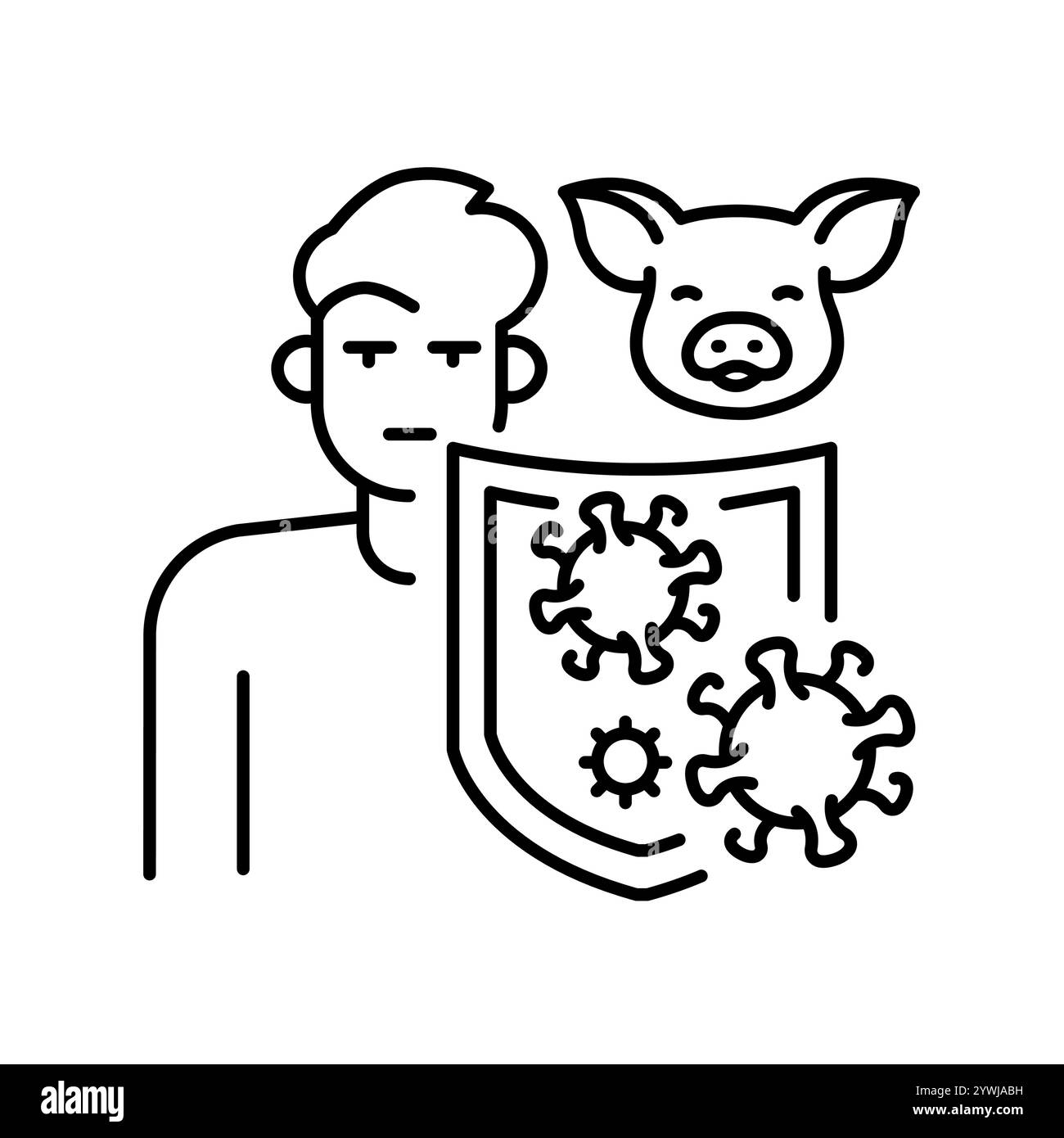 Reducing zoonotic virus transmission black line icon. Vector isolated ...