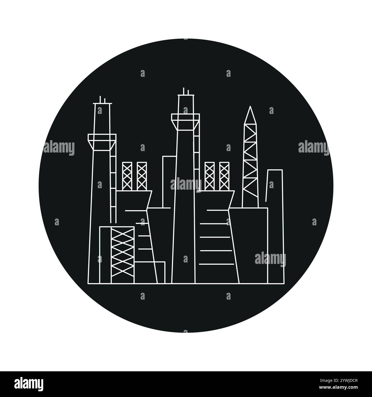 Gas Power Plant Color Line Icon Alternative Energy Source Vector Isolated Element Editable
