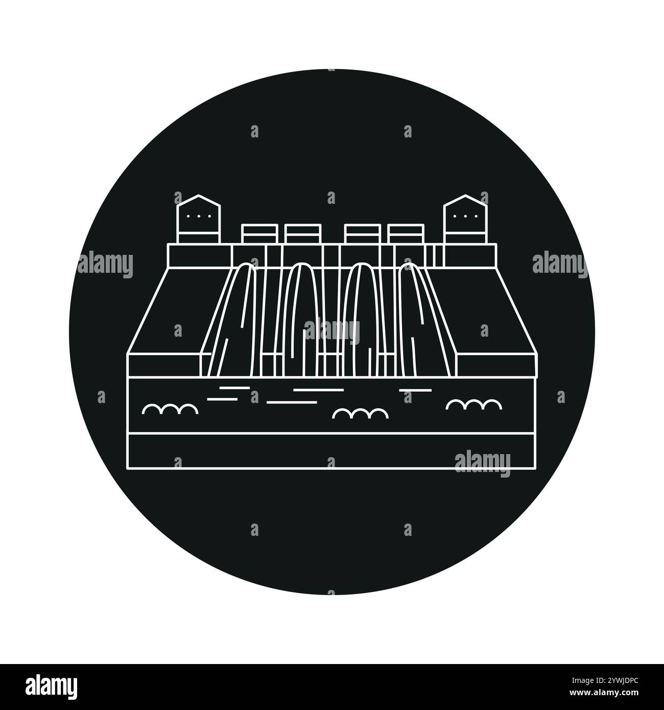 Hydroelectric Power Plant Color Line Icon Alternative Energy Source Vector Isolated Element