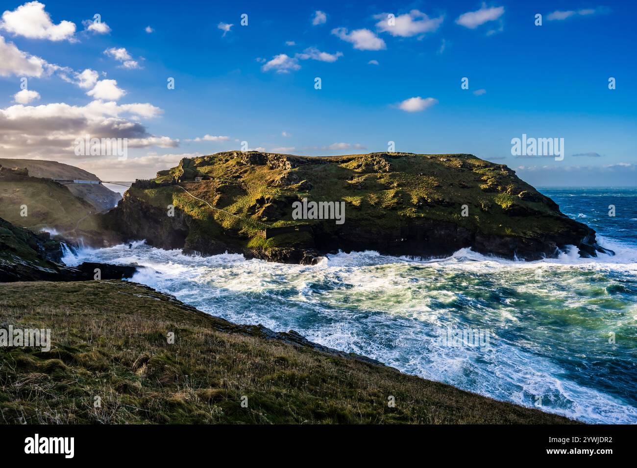 Tintagel Haven from Barras Nose during Storm Darragh, Tintagel ...