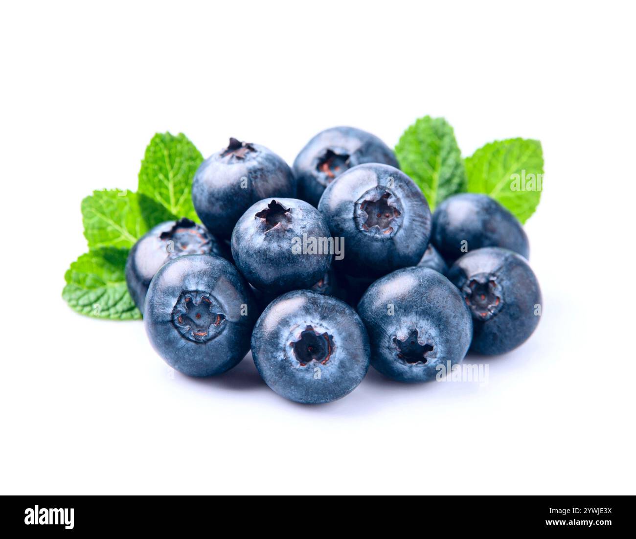 Sweet blueberries on white backgrounds. Healthy food ingredient Stock ...