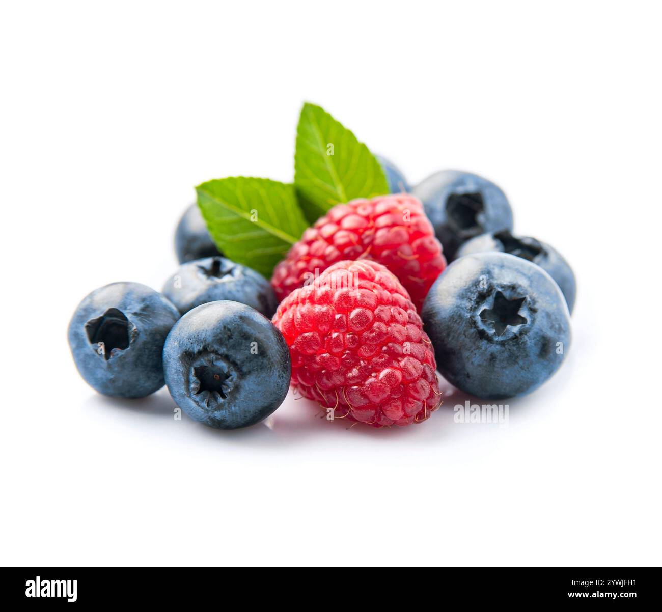 Sweet raspberry and blueberries on white backgrounds. Healthy food ...