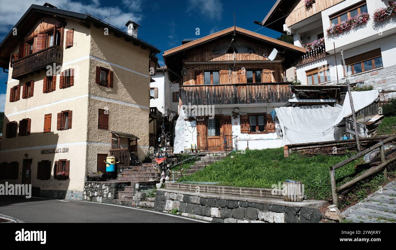 View of the Zoppe di Cadore commune at the foot of the majestic Mount ...