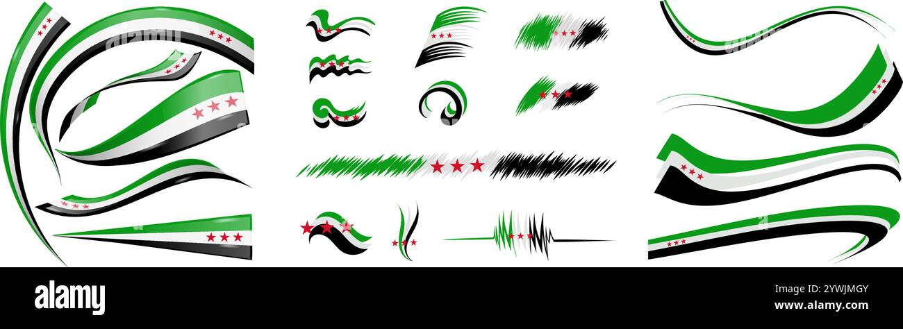 syria flag set elements, vector illustration on a white background ...