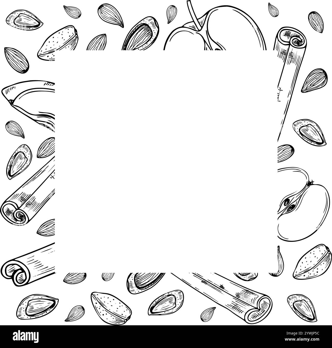 Apple border Black and White Stock Photos & Images - Alamy