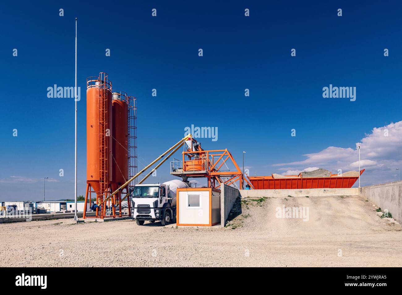 Concrete mixing plant with truck mounted concrete mixer and other heavy ...