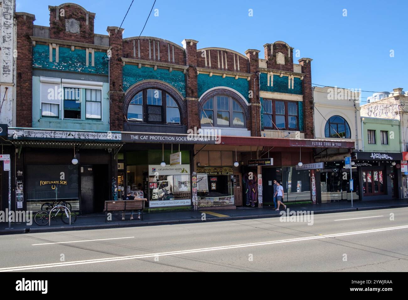 Street scene on Enmore Road, Newtown, Sydney, Australia, weathered ...