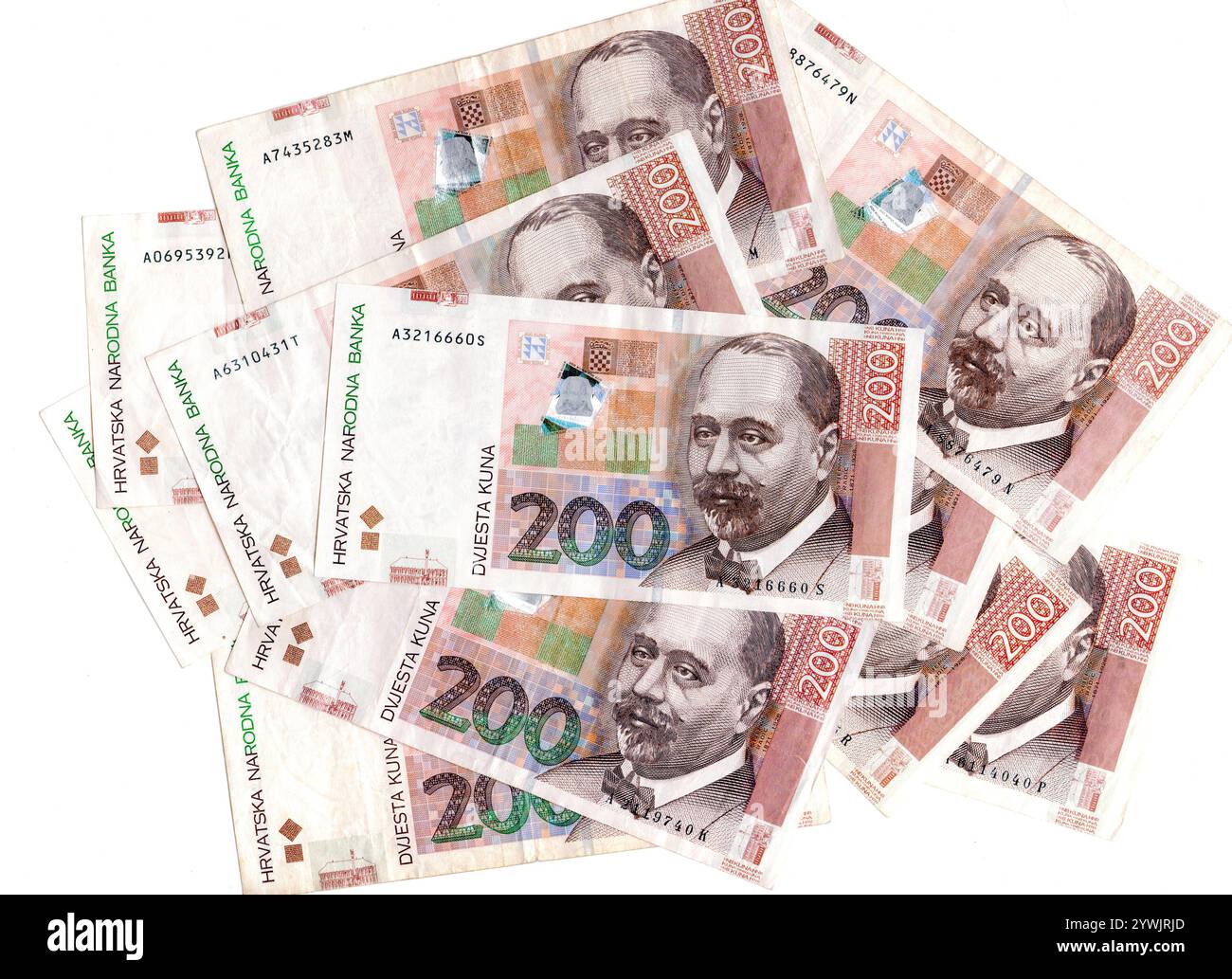 Croatian Kuna banknotes HRK layed out Stock Photo - Alamy