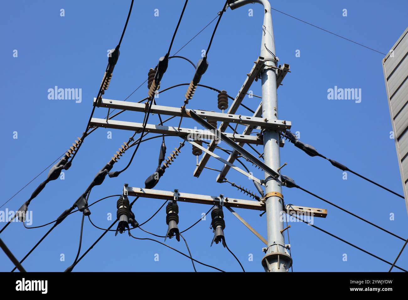Electric grid in South Korea. Steel utility pole in Seoul city Stock ...