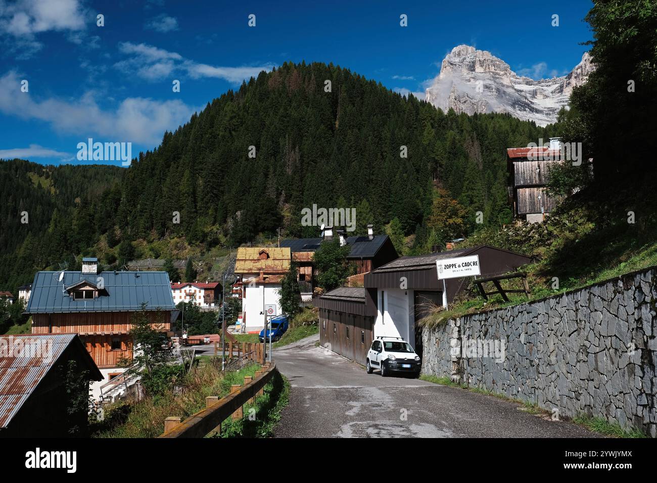 Entrance in the Zoppe di Cadore commune at the foot of the majestic ...