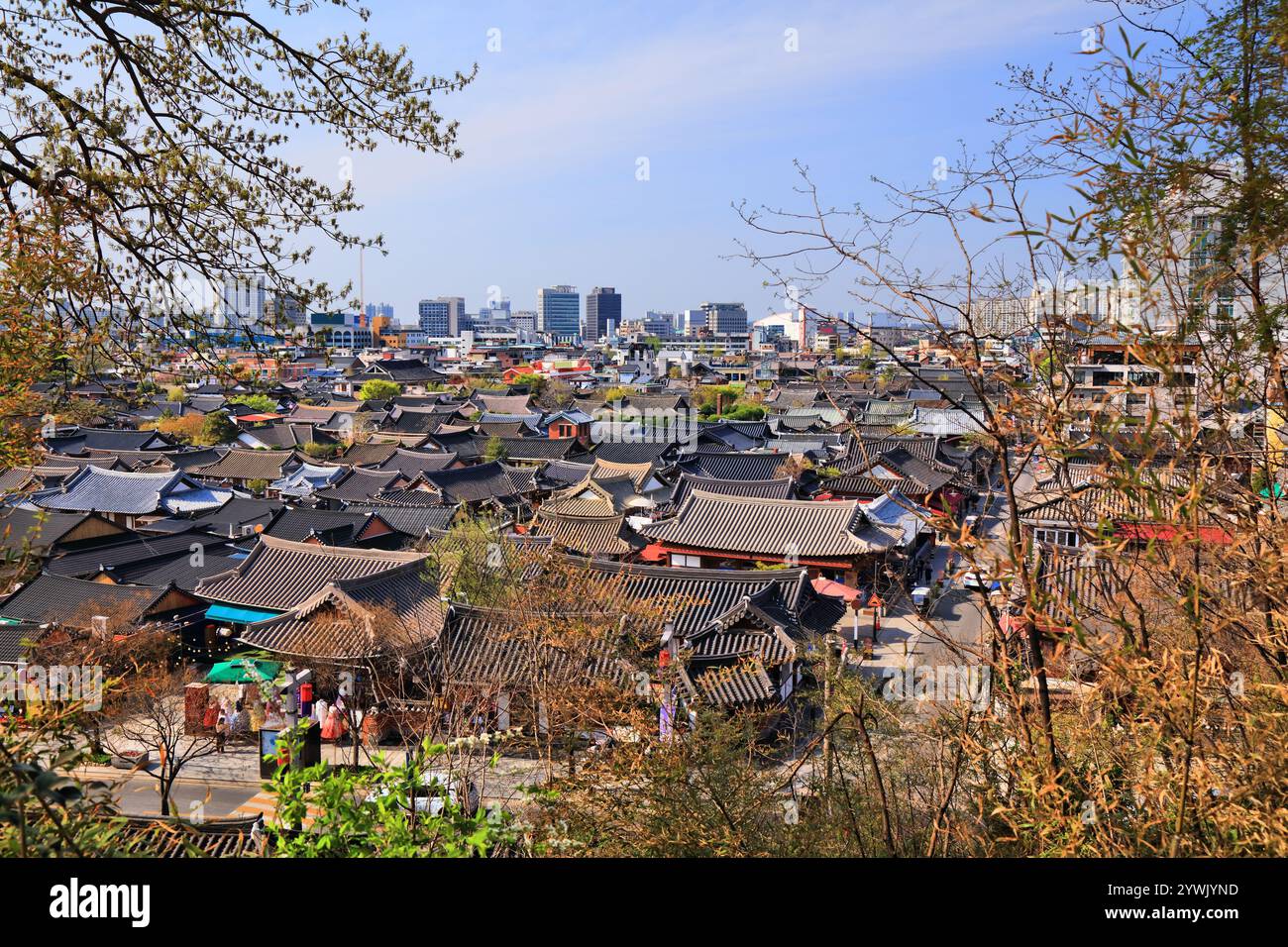 Jeonju Hanok Village townscape in South Korea. Neighborhood of ...
