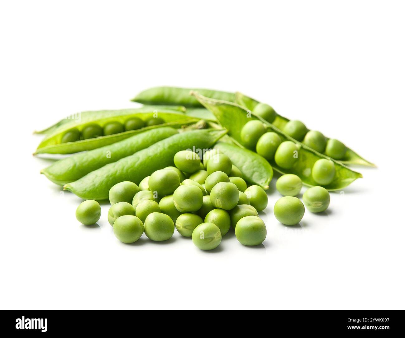 Green young peas heap on white backgrounds Stock Photo - Alamy