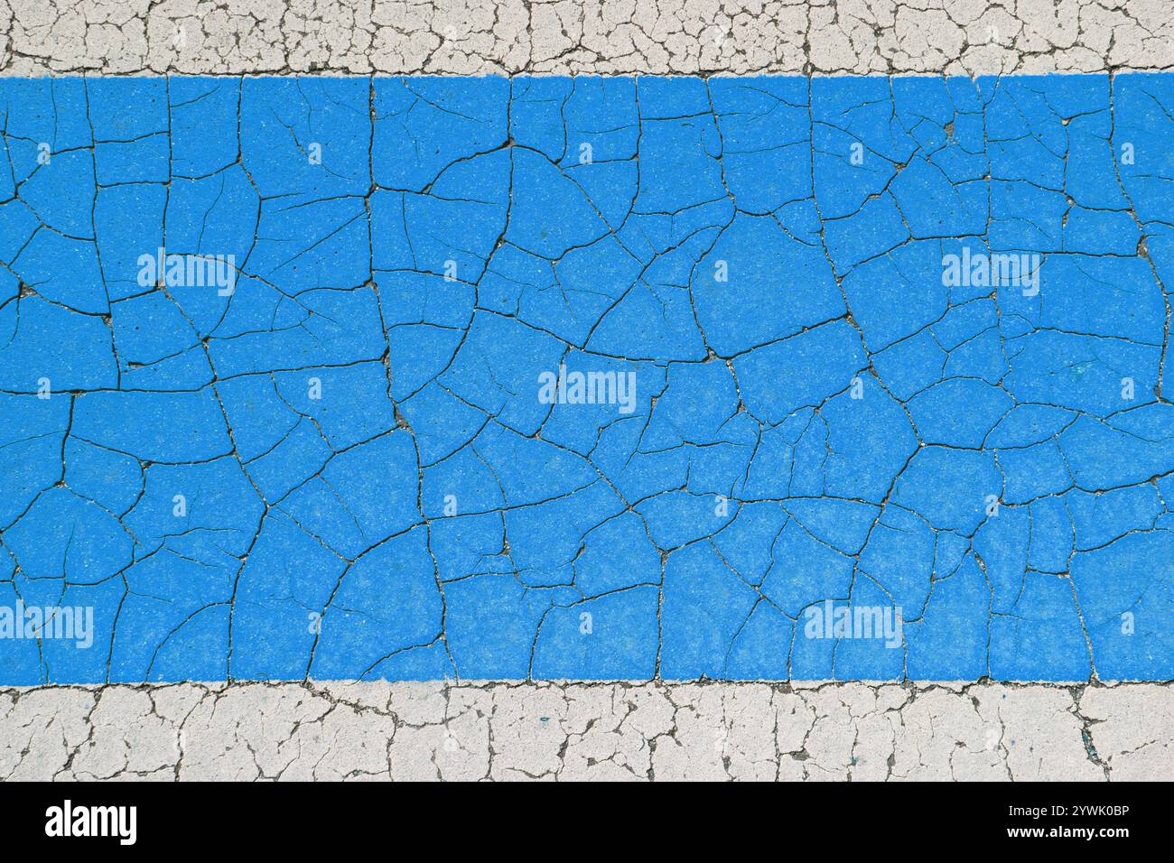 Cracked peeling paint background. White frame border and blue weathered ...