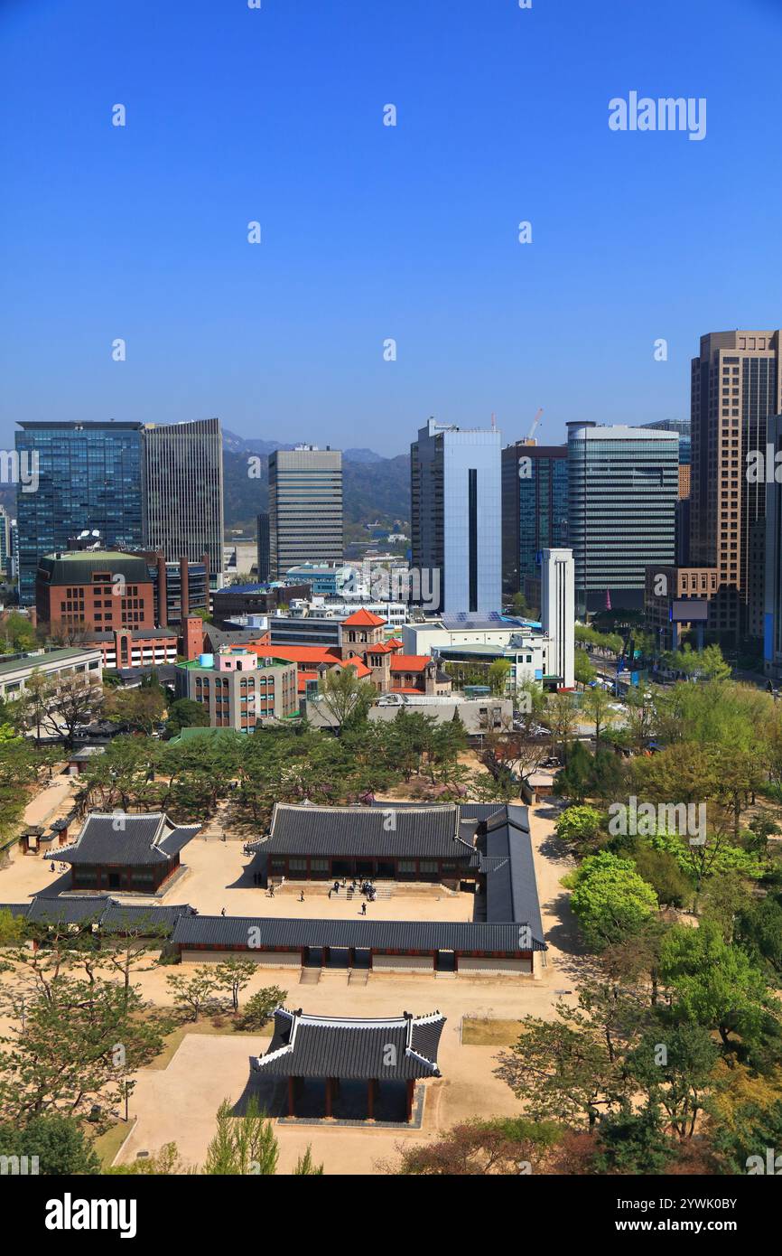 Seoul cityscape in South Korea. City skyline of Jeongdong district ...