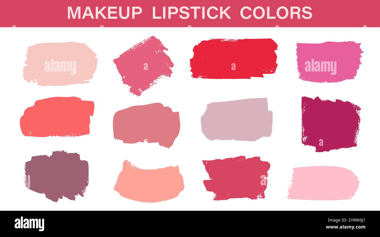 Color Palette Lipstick Brush Splashes Set Make up Stock Vector Image ...
