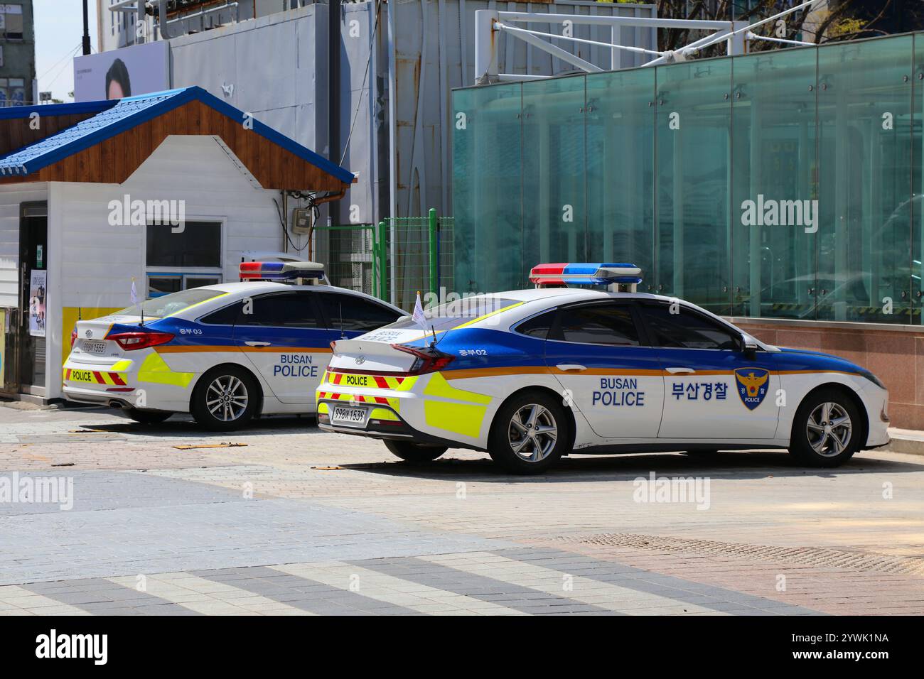 BUSAN, SOUTH KOREA - MARCH 27, 2023: Hyundai Sonata police car of South ...