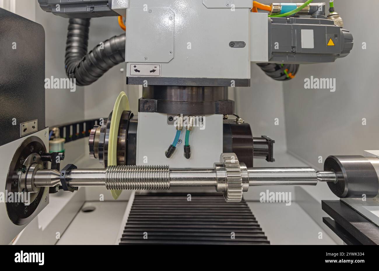 Automated CNC Machine Gear Shaft Metal Production Workshop Stock Photo ...