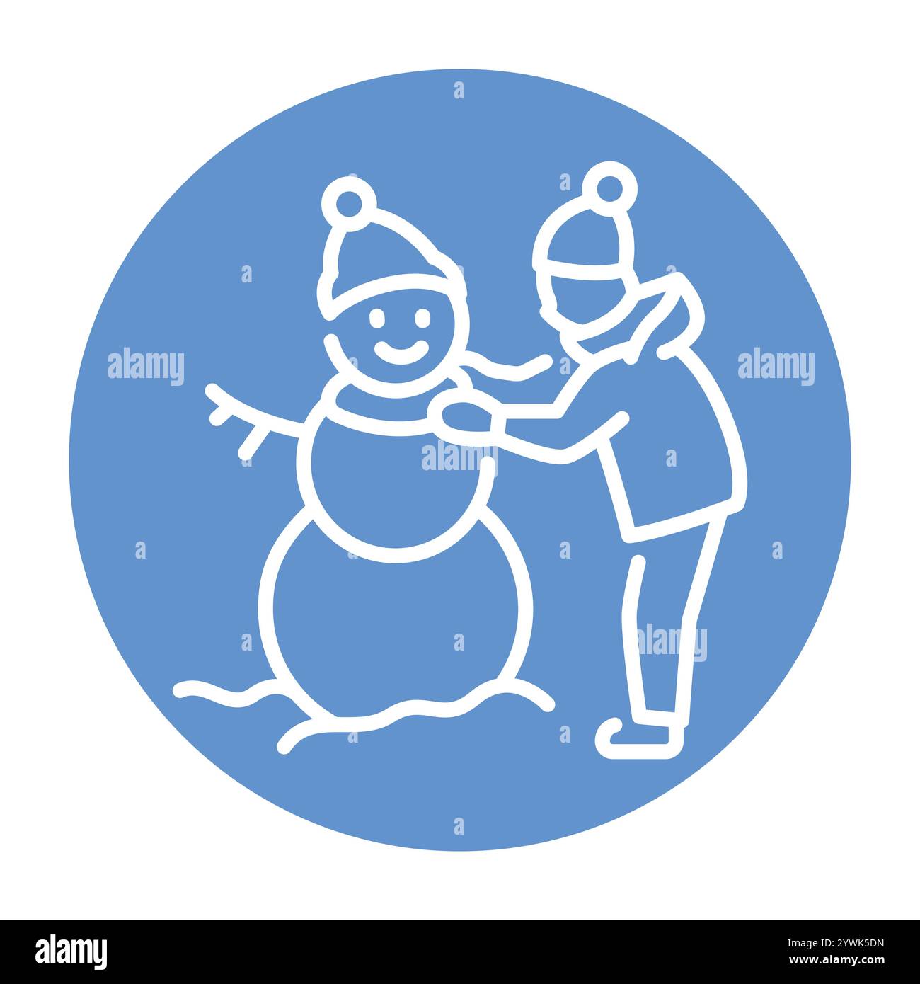 Boy is sculpting a snowman color line icon. Vector illustration ...