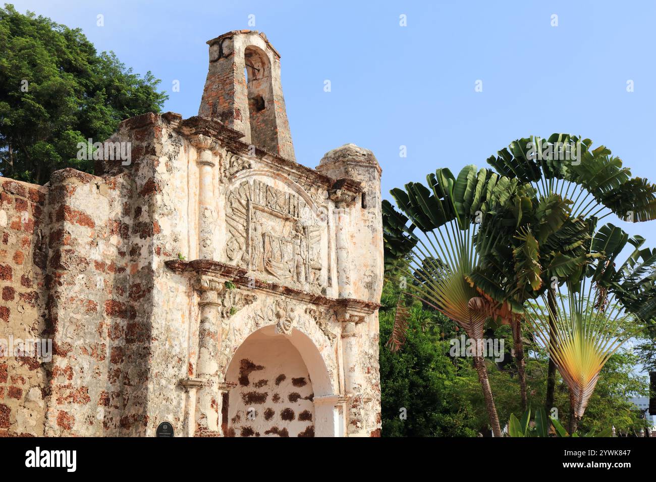 Landmark of Malacca city in Malaysia. Porta de Santiago gate of A ...