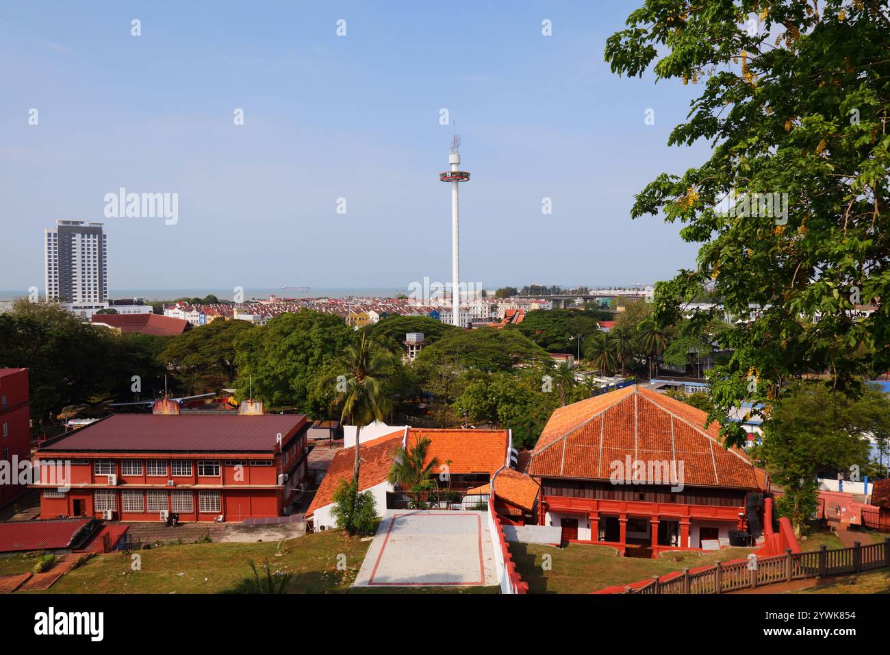 Malacca city in Malaysia. Skyline with Taming Sari gyro tower Stock ...