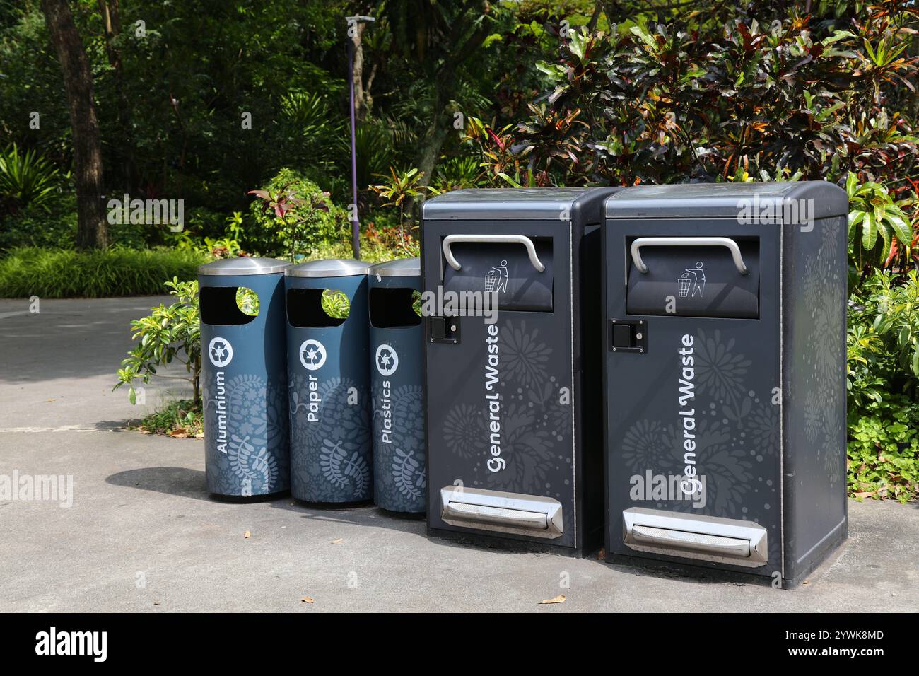 Public trash cans with waste sorting in Singapore Gardens by the Bay ...