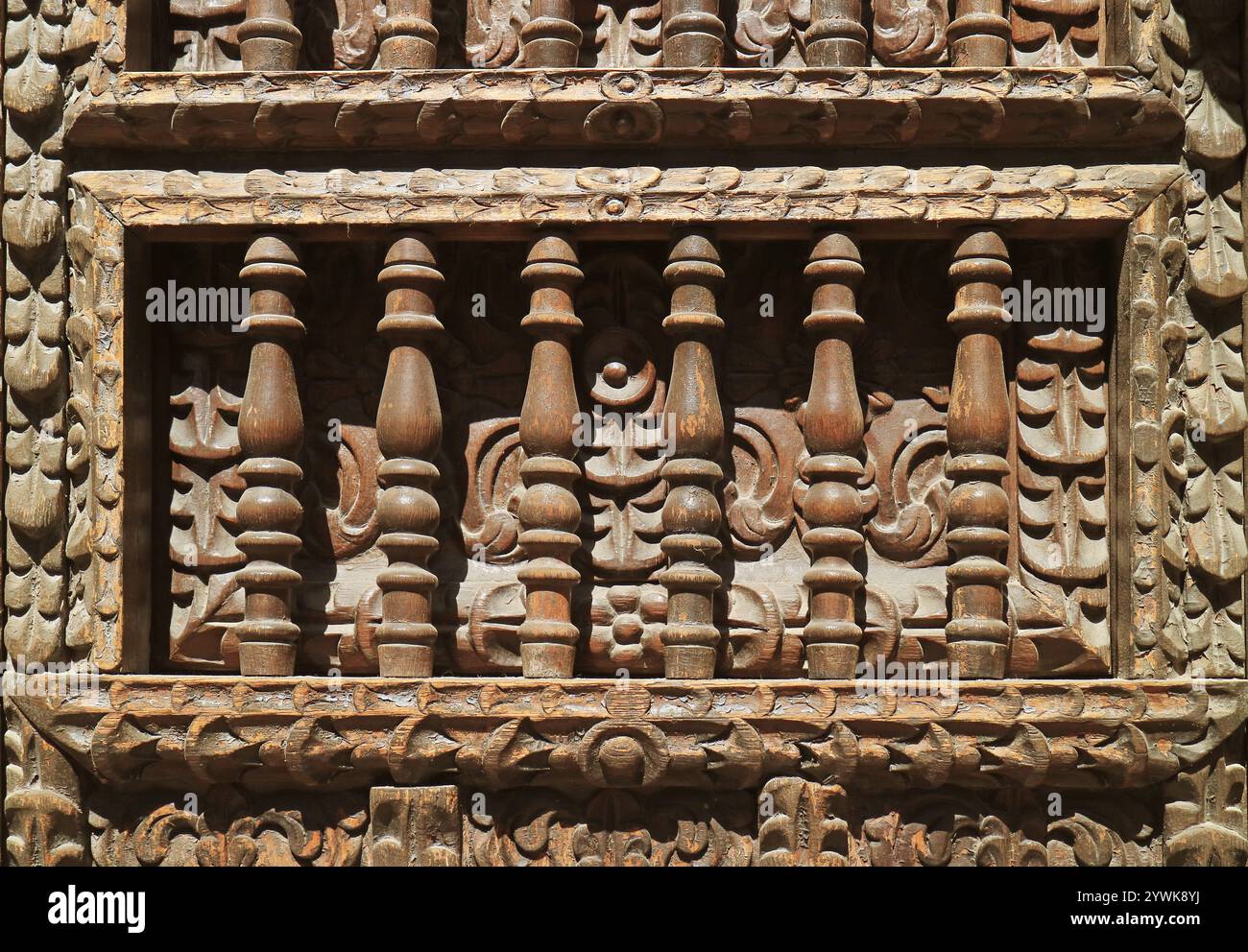Gorgeous Wood Cared Window Panel of The Casona Tristan del Pozo, a Well ...