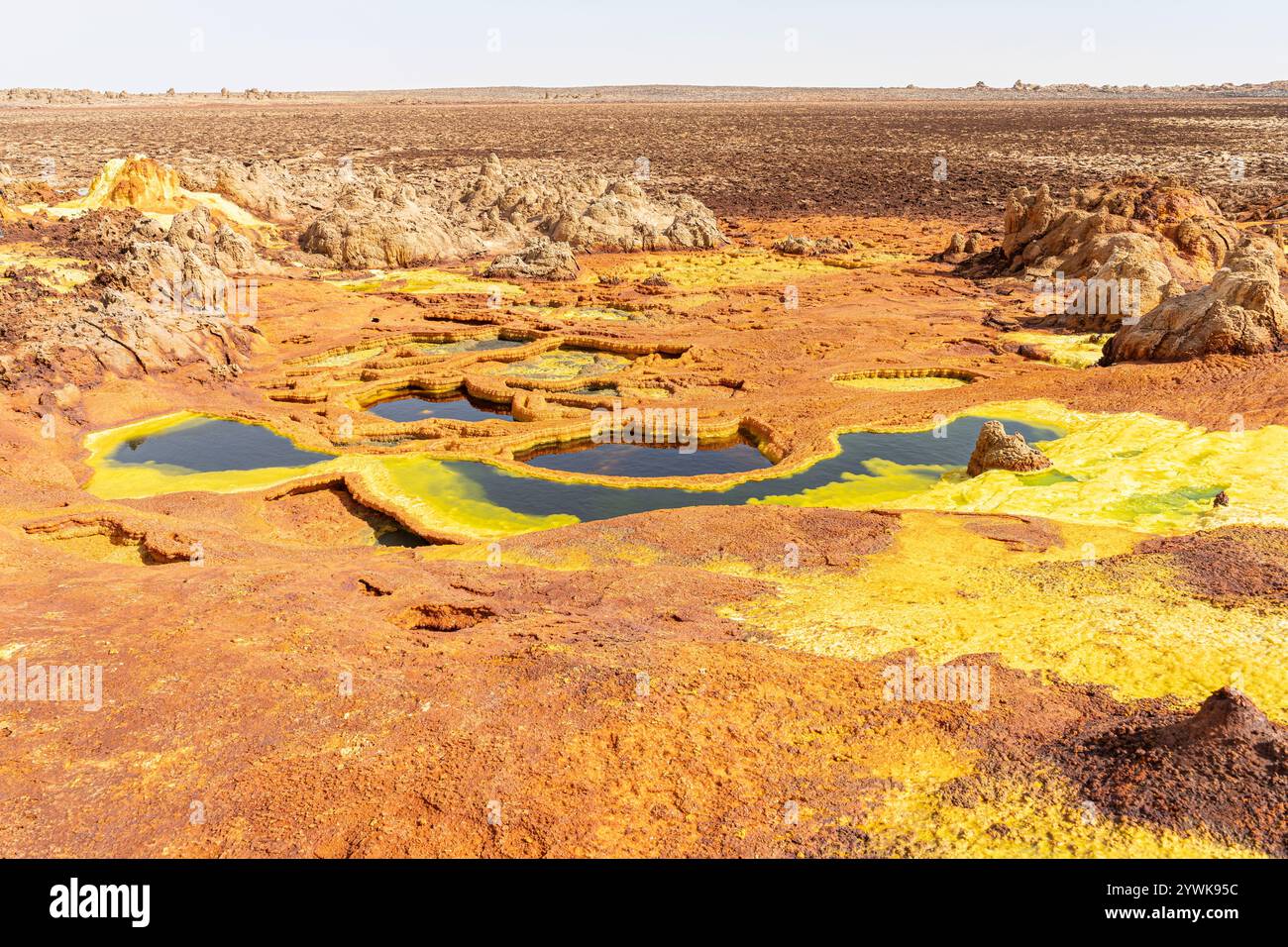 Panorama of surreal colors and Mars like landscape created by Sulphur ...