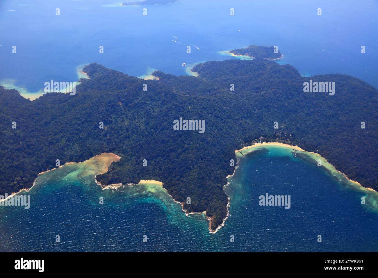 Gaya Island (Pulau Gaya) with coral reefs in Tunku Abdul Rahman ...