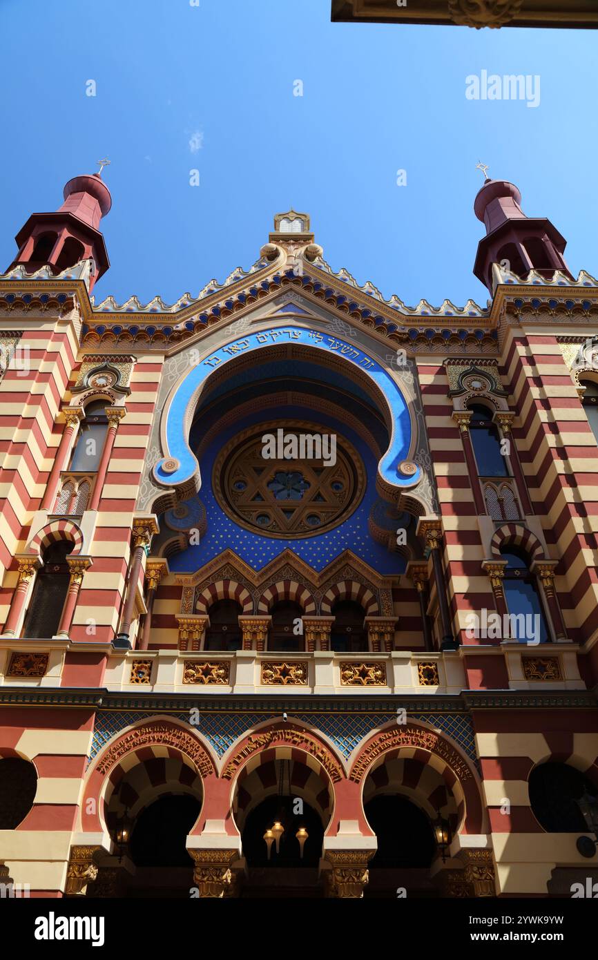 Jubilee Synagogue in Prague. Art nouveau architecture landmark in New ...