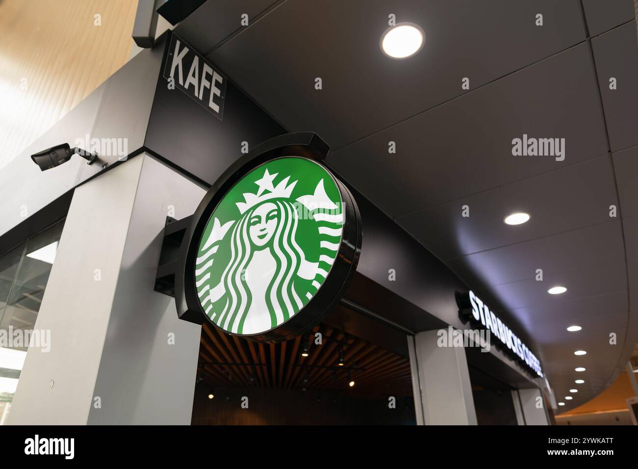 SENAI, MALAYSIA - NOVEMBER 27, 2023: Siren logo as seen in Starbucks ...