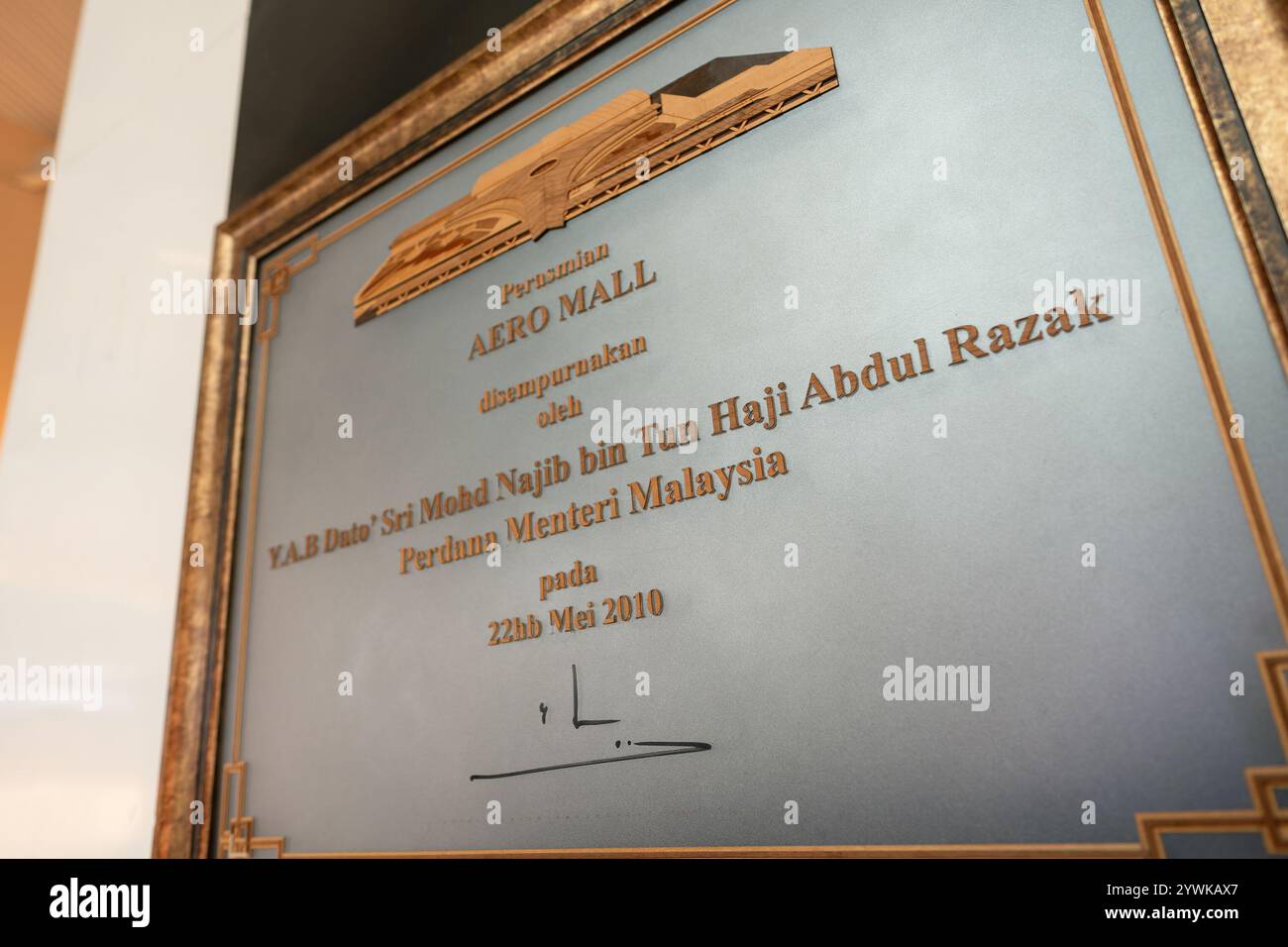 SENAI, MALAYSIA - NOVEMBER 27, 2023: an informational sign displaying ...