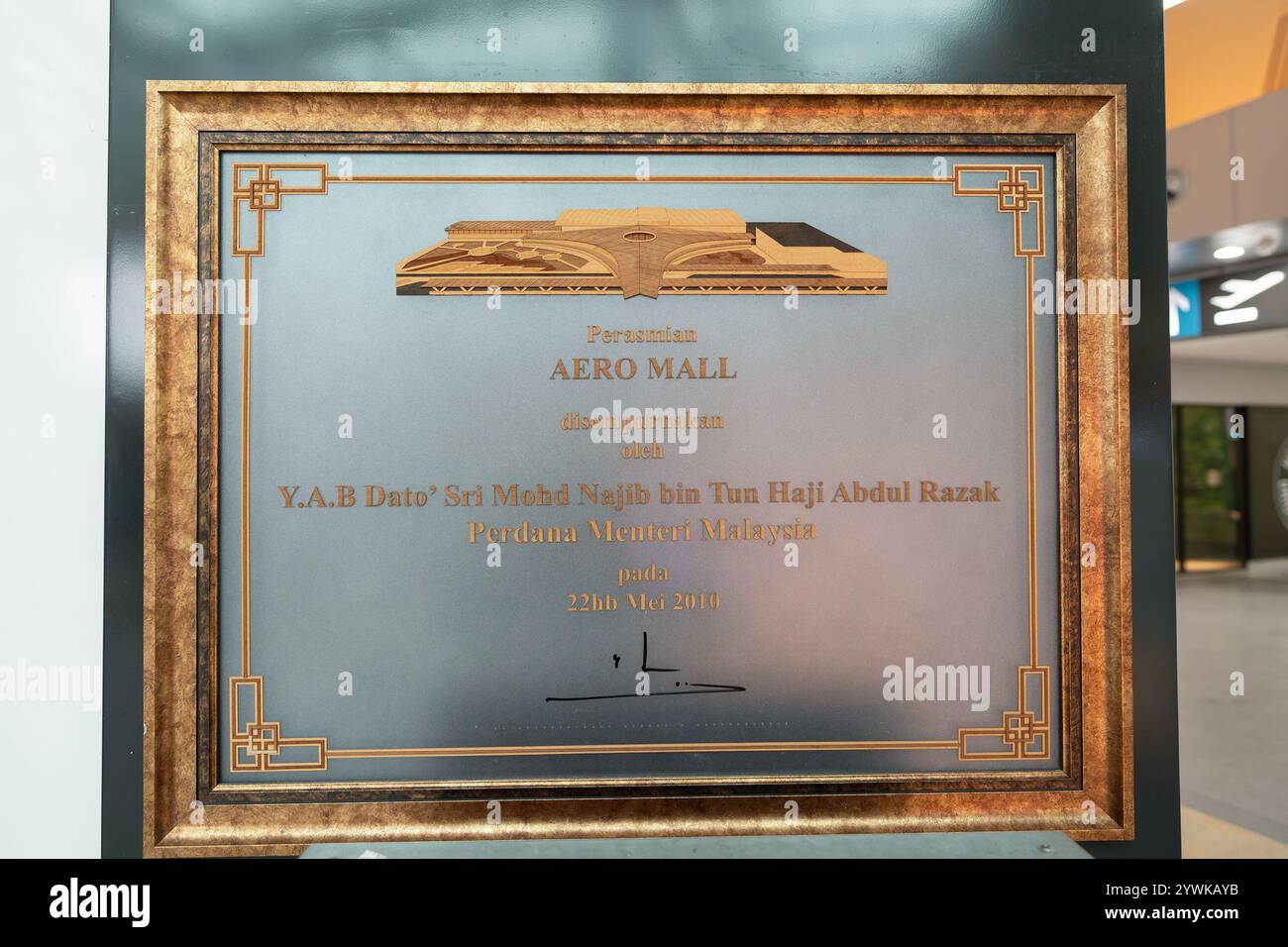 SENAI, MALAYSIA - NOVEMBER 27, 2023: an informational sign displaying ...