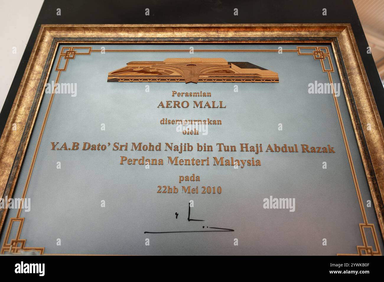 SENAI, MALAYSIA - NOVEMBER 27, 2023: an informational sign displaying ...