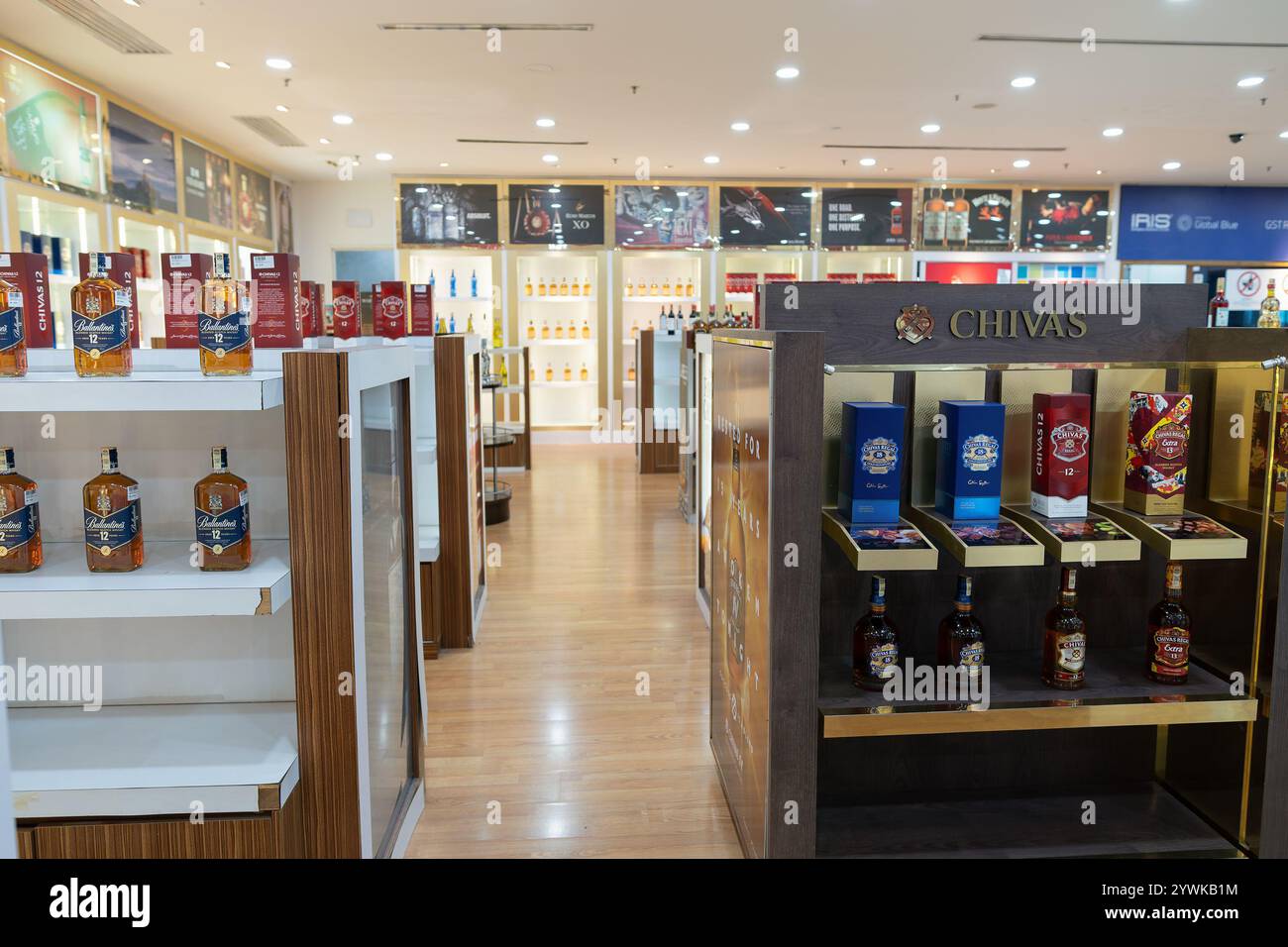 SENAI, MALAYSIA - NOVEMBER 27, 2023: goods on display in the duty-free ...