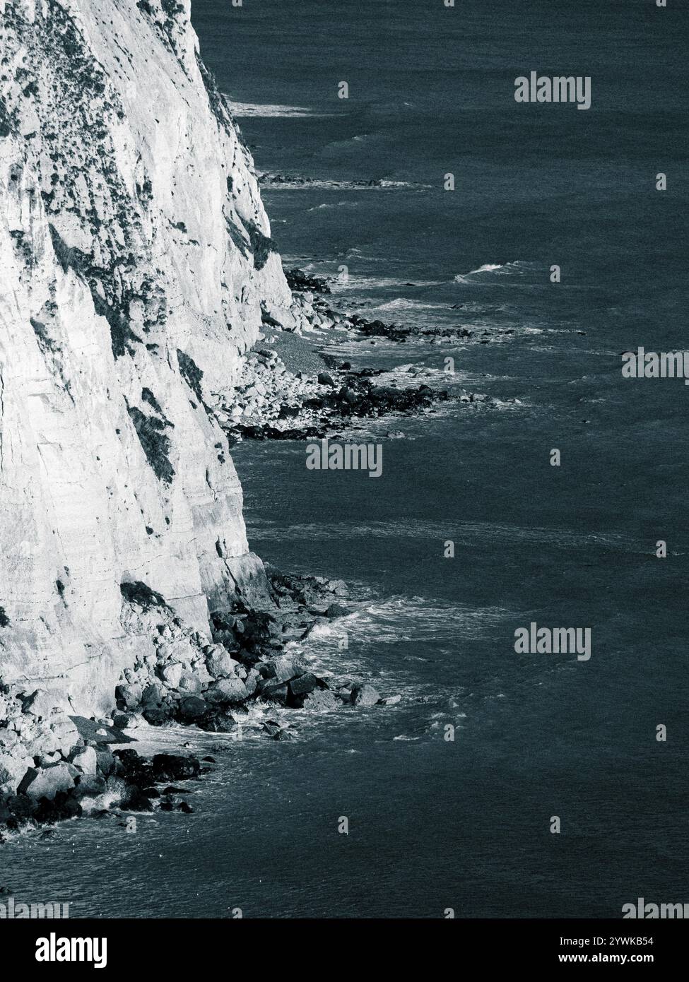 Black and White, Cliff Face, White Cliffs of Dover, Dover, Kent ...
