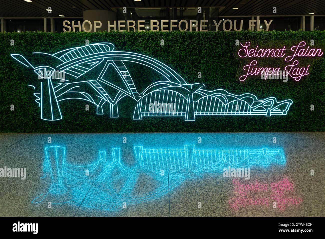 KUALA LUMPUR, MALAYSIA - NOVEMBER 27, 2023: neon sign at KLIA, the main ...