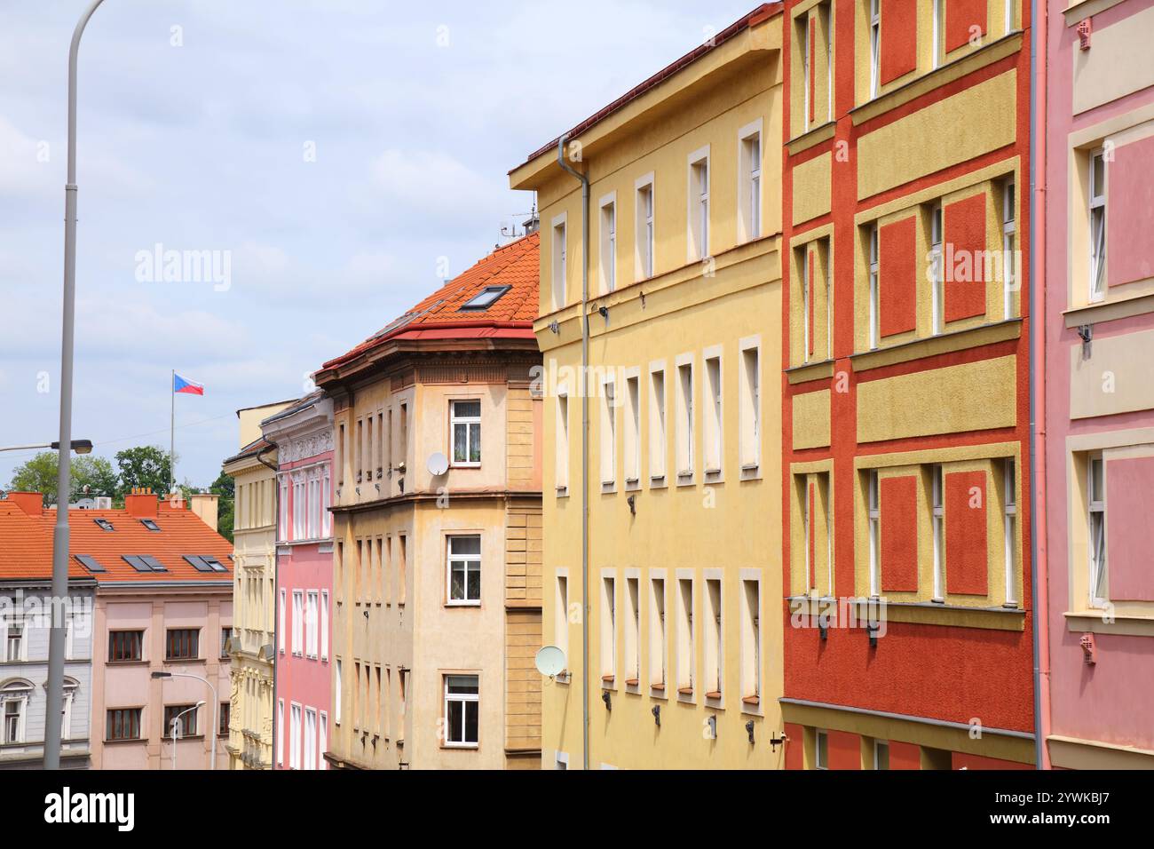 Prague street view. Architecture in Zizkov district in Prague, Czech ...