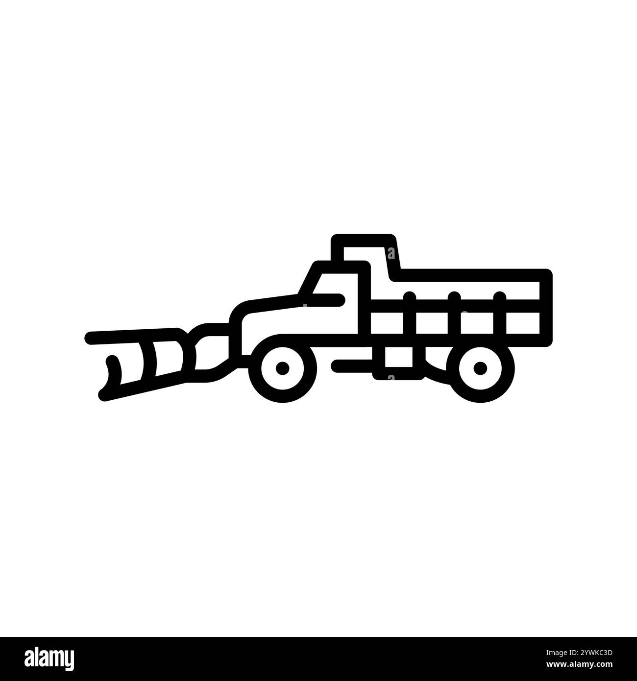 Snow Removal Tractor black line illustration. Snow removal machine ...